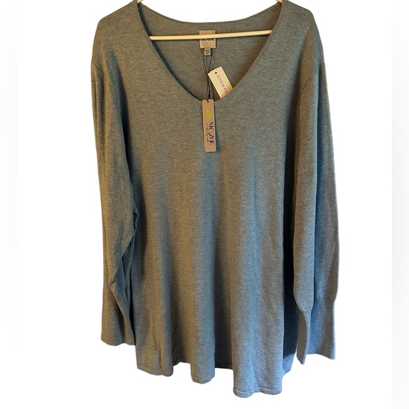 NIC+ZOE | Sweaters | Nic Zoe V Neck Sweater Draped Lightweight Four Season Baby Blue 3xl Nwt ...